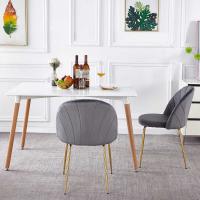 China Gray Velvet Upholstered Dining Chair Set of 2 24.80lbs Metal Legs 220lbs Capacity for sale