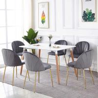 China Gray Velvet Upholstered Dining Chair Set of 2 24.80lbs Metal Legs 220lbs Capacity for sale