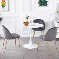 China Gray Velvet Upholstered Dining Chair Set of 2 24.80lbs Metal Legs 220lbs Capacity for sale