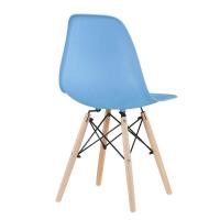 China Blue Plastic Dining Chair Set of 4 32.28in Height Solid Wood Legs for sale