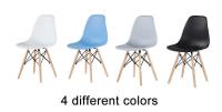 China Blue Plastic Dining Chair Set of 4 32.28in Height Solid Wood Legs for sale