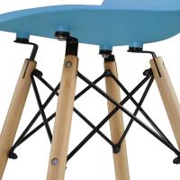 China Blue Plastic Dining Chair Set of 4 32.28in Height Solid Wood Legs for sale