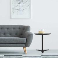 China Tomile Black Round Bistro End Table 23.62x25.59 Inch ABS Metal Living Room for sale
