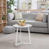 China Tomile 18.12in Small Round End Table for Living Room White Metal 23.4lbs for sale