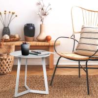 China Tomile 18.12in Small Round End Table for Living Room White Metal 23.4lbs for sale