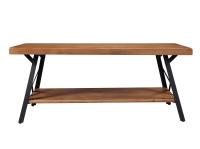 China 43 inch Rustic Solid Wood Coffee Table with Metal Legs 220 lbs Capacity for sale