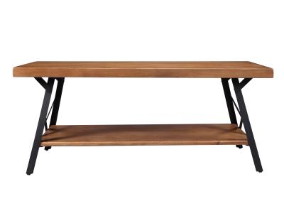 China 43 inch Rustic Solid Wood Coffee Table with Metal Legs 220 lbs Capacity for sale