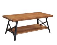 China 43 inch Rustic Solid Wood Coffee Table with Metal Legs 220 lbs Capacity for sale