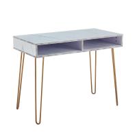 China MDF Console Table 40x21.65x31.5in Gold Metal Legs 42.33lb White Marble Finish for sale