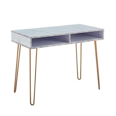 China MDF Console Table 40x21.65x31.5in Gold Metal Legs 42.33lb White Marble Finish for sale