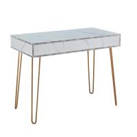 China MDF Console Table 40x21.65x31.5in Gold Metal Legs 42.33lb White Marble Finish for sale