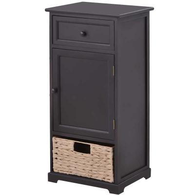 China Retro Black End Table with Paper Rope Basket 15.7W x 33H Living Room Storage for sale