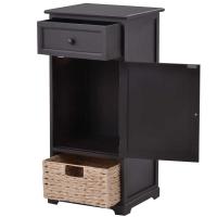 China Retro Black End Table with Paper Rope Basket 15.7W x 33H Living Room Storage for sale