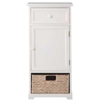 China White Vintage End Table 12.5lbs 33H with Basket Accent for Living Room Storage for sale