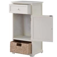 China White Vintage End Table 12.5lbs 33H with Basket Accent for Living Room Storage for sale