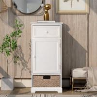 China White Vintage End Table 12.5lbs 33H with Basket Accent for Living Room Storage for sale