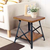China Solid Wood Top Industrial End Table 23.2in H 23lb Metal Base Brown for sale
