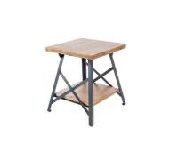 China Solid Wood Top Industrial End Table 23.2in H 23lb Metal Base Brown for sale