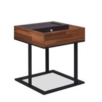 China Sara II Espresso End Table 20x20x22H Walnut Veneer Sandy Black Metal 27lbs for sale