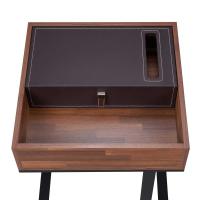 China Sara II Espresso End Table 20x20x22H Walnut Veneer Sandy Black Metal 27lbs for sale