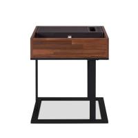 China Sara II Espresso End Table 20x20x22H Walnut Veneer Sandy Black Metal 27lbs for sale