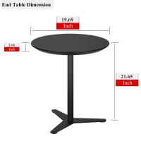 China Tomile 21.65 Inch Round ABS Top Coffee Side Table for Living Room Black for sale