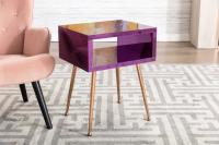 China Purple Wood Acrylic Mirrored Glass Side Table 23.22 Inch for Bedroom Living Room for sale