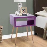 China Purple Wood Acrylic Mirrored Glass Side Table 23.22 Inch for Bedroom Living Room for sale