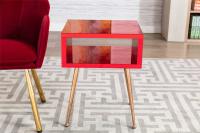 China Red Mirror Coffee Bedside Table 17.91 Inch Stainless Steel Leg 10.8kgs for sale