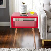 China Red Mirror Coffee Bedside Table 17.91 Inch Stainless Steel Leg 10.8kgs for sale