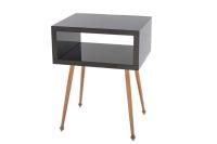 China Black Glass Mirrored Bedside Table 15.16 Inch 10.8kgs Modern Nightstand with Storage for sale