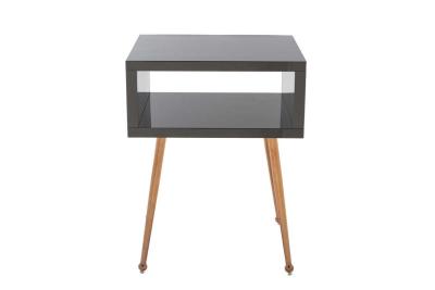 China Black Glass Mirrored Bedside Table 15.16 Inch 10.8kgs Modern Nightstand with Storage for sale