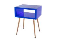 China Tomile Navy 23.22in Wood Mirrored Bedside Table with Stainless Steel Legs for sale
