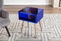 China Tomile Navy 23.22in Wood Mirrored Bedside Table with Stainless Steel Legs for sale