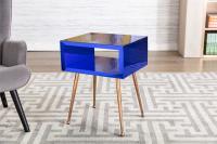 China Tomile Navy 23.22in Wood Mirrored Bedside Table with Stainless Steel Legs for sale