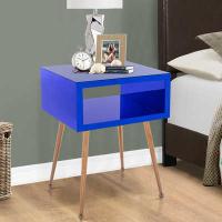 China Tomile Navy 23.22in Wood Mirrored Bedside Table with Stainless Steel Legs for sale