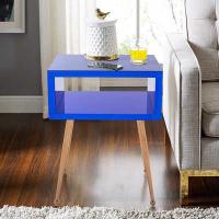 China Tomile Navy 23.22in Wood Mirrored Bedside Table with Stainless Steel Legs for sale