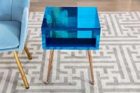 China Blue Glass Mirror End Table 15.75in Height Nightstand 10.8kgs Manufactured Wood Acrylic for sale