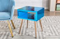 China Blue Glass Mirror End Table 15.75in Height Nightstand 10.8kgs Manufactured Wood Acrylic for sale
