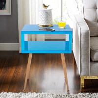 China Blue Glass Mirror End Table 15.75in Height Nightstand 10.8kgs Manufactured Wood Acrylic for sale