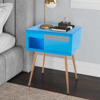 China Blue Glass Mirror End Table 15.75in Height Nightstand 10.8kgs Manufactured Wood Acrylic for sale