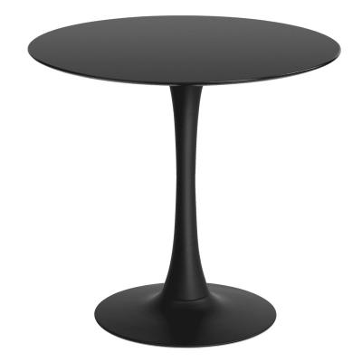 China 29inch Tulip Style Round Dining Table Black Plywood Top Metal Pedestal Coffee Table for sale