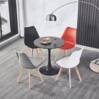 China 29inch Tulip Style Round Dining Table Black Plywood Top Metal Pedestal Coffee Table for sale