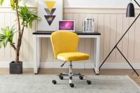 China Yellow Velvet Executive Desk Chair 250 lbs Capacity Height Adjustable Swivel Task Chair for sale