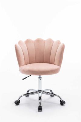 China Pink Velvet Swivel Shell Chair 17.72in with Adjustable Height and 360 Degree Rotation for sale
