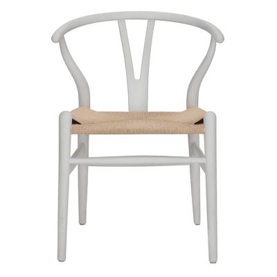 China Beech Wood White Hans Wegner Wishbone Chair 9.9 lbs Solid Wood Dining Chair for sale