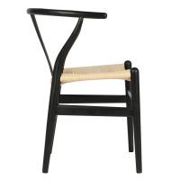 China Thermal Bending Ash Wood Wishbone Chair Black Hand Woven Paper Cord Seat 55x58x78 cm for sale