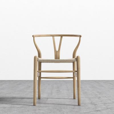 China Y Shaped Back Ash Wishbone Chair With Woven Upholstered for sale