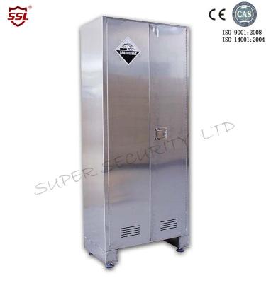 China 90-Gallon Stainless Steel Flammable Corrosive Storage Cabinet with Adjustable Shelves - FM OSHA Compliant for sale