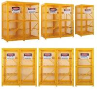 China LPG Gas Cylinder Storage Cabinet 4-18 lb Capacity OSHA NFPA Compliant Safety Yellow Steel for sale